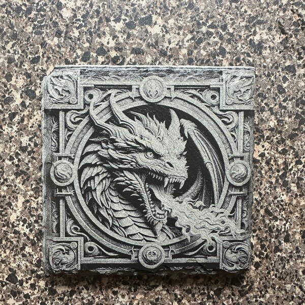 Dragon 3D Illusion PNG Laser File, Fierce Dragon PNG, Fire Dragon Slate ...