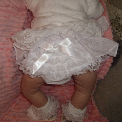 White Diaper Cover / White Infant Baby Girl Blessing Gown Christening ...