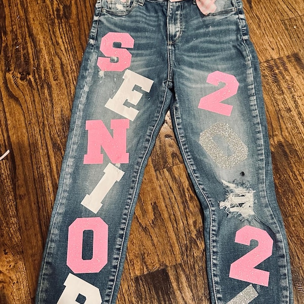 Senior Letters Iron-on Decals Sized for Jeans: DIY Graduation Outfit - Etsy