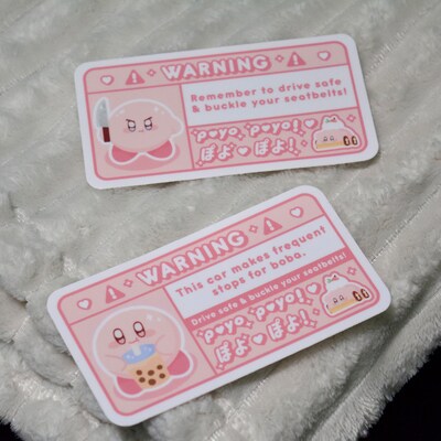 Cute Car Warning Sticker Car Decal, Pink Kawaii, Airbag Label ...
