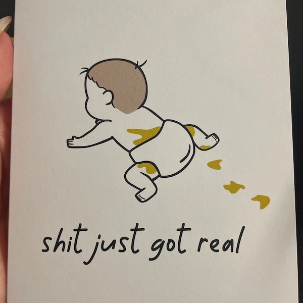 Shit Just Got Real Card I Funny Baby Shower Pregnancy Expecting Baby Card - Etsy
