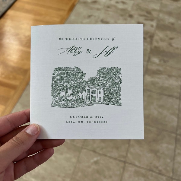 Printed Wedding Program, Folded Wedding Program, Modern Program ...