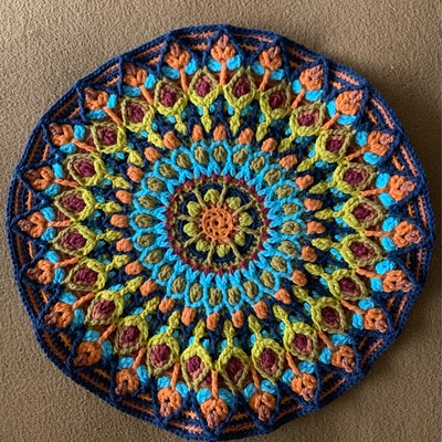 Spanish Mandala Overlay Crochet PATTERN Round Colorful Cushion Instant ...