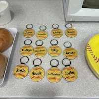 PU Vegan Leather Custom Name Softball Key Chain, Personalized Sports ...