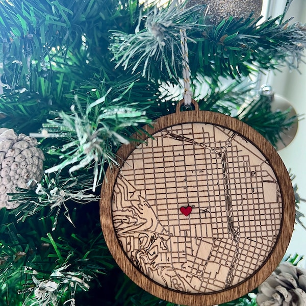 Custom Map Ornament, Custom City Grid Map Ornament, City Street Map ...