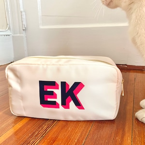 Monogram Tote Bag With Shadow Block Monogram Overnight Tote - Etsy