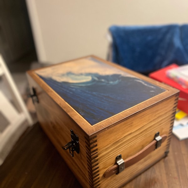 Blue Ocean Wave Keepsake Box - Etsy