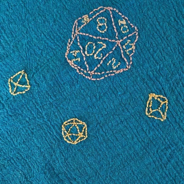The Dice Giveth & the Dice Taketh Away - Two D20 DND Embroidery ...