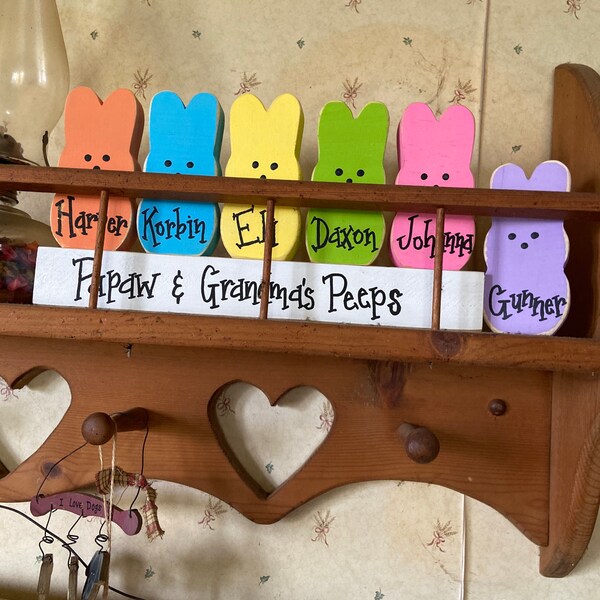 Personalized Peeps Wood Block Decor Set, Easter Peeps Decor ...