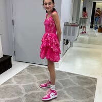 Air Jordan 1 Mid GS 'fierce Pink'. Barbie Pink Sneakers With Crystal ...