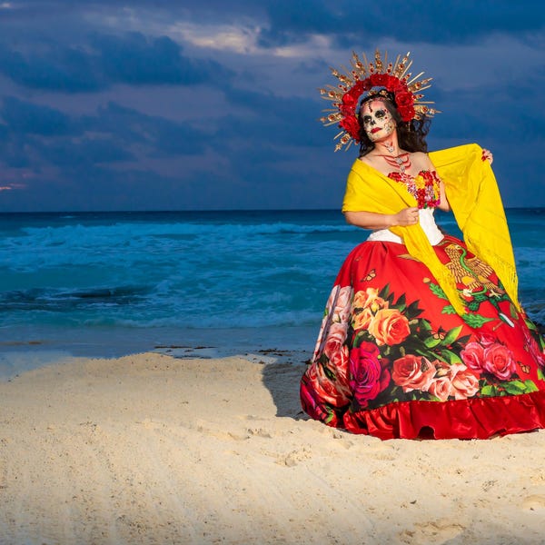 Colorful Chiapas Style Dress. Custom-made Hand Embroidered Cultural 2 Piece Outfit. Quinceañera ...