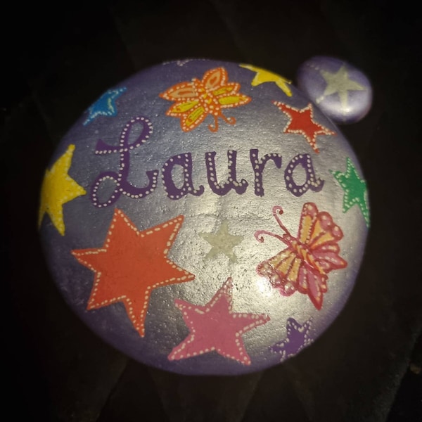 Name Stone. Hand Painted Pebbles. Painted Rock Art. Child's Name. Gift ...