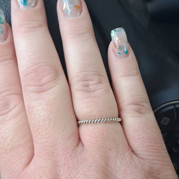 Thin Minimalist High Polished Simple Plain Silver Ring Band / Stackable Engagement Promise ...