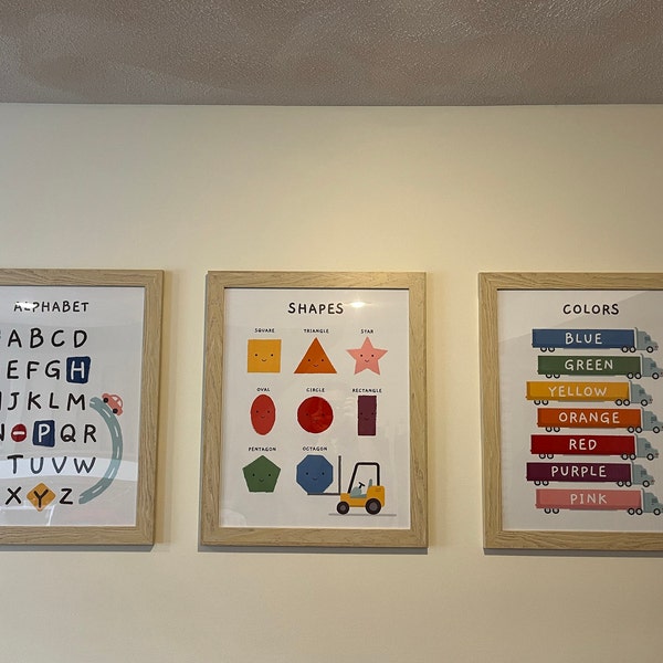 Set of 6 Educational Vehicle Posters, Playroom Learning Prints, Home ...