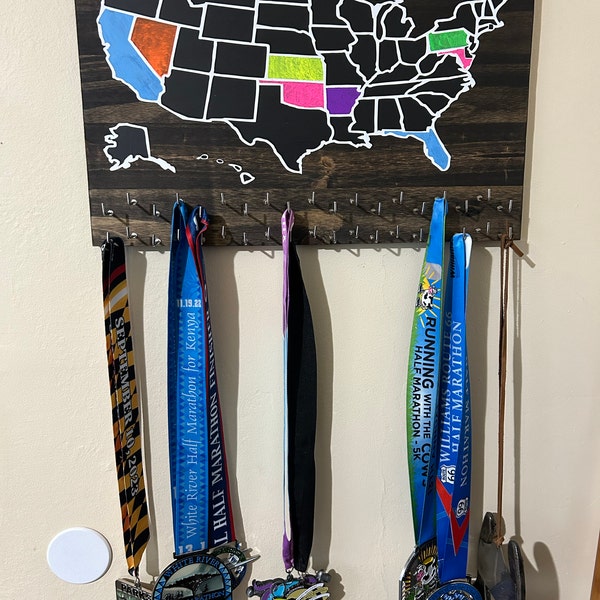 50 States Marathon Medal Holder, Chalkboard US Map, Running Gift - Etsy
