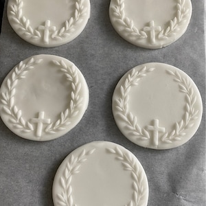 Cross Wreath Embosser Stamp - Reverse Fondant Embosser - Topper for ...