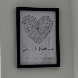 Personalised New Home Map Print & Frames House Shape Decor OS Location ...