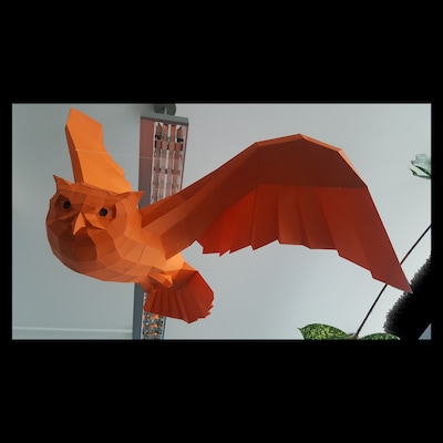 Big Eagle Owl, DIY Papercraft Kit, Geometric Owl Sculpture, Paper ...