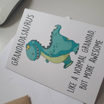Grandad Dinosaur Card Grandadasaurus Greeting Birthday Card Fathers Day ...