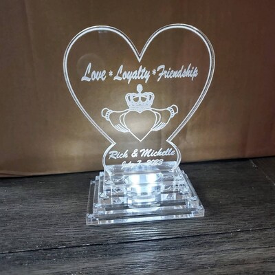 Personalized Lighted LED Double Heart Wedding Cake Topper - Etsy