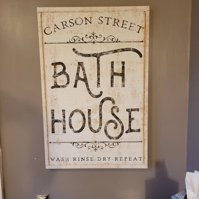 PERSONALIZED Custom Bath House Sign Bathroom Art Family Name and Co ...