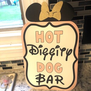 Minnie Mouse Birthday Hot Diggity Dog Bar Sign Hot Pink Party ...