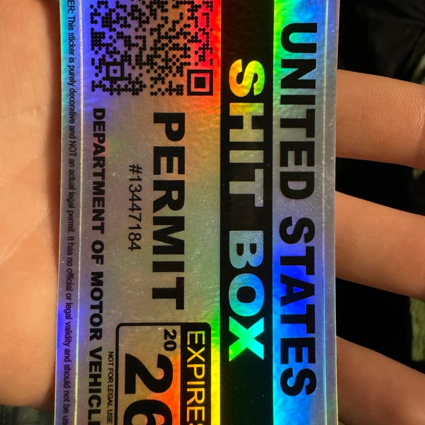 2027 Shit Box Permit Holographic Vinyl Car Sticker Decal - Etsy