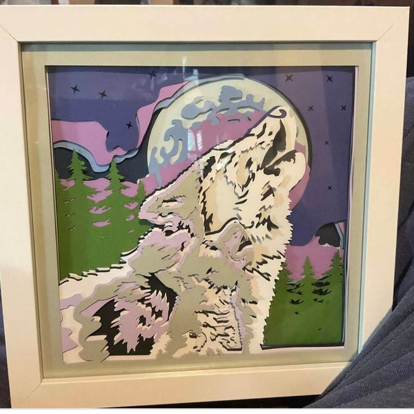 Wolf 3D Box, Wolf Svg, Wolf Shadow Box Svg, Cricut File, Cutting Cricut, Wolf Light Box, Animal ...