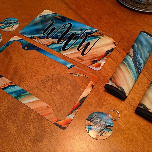 Turquoise Agate License Plate, Gemstone License Plate Frame Custom, Car ...