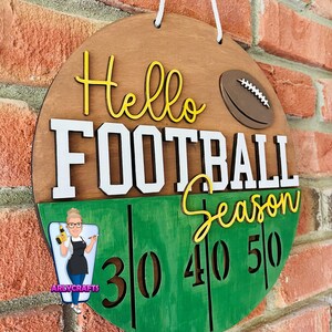 Hello Football Season Sign, Digital Download, Round Door Hanger Svg ...