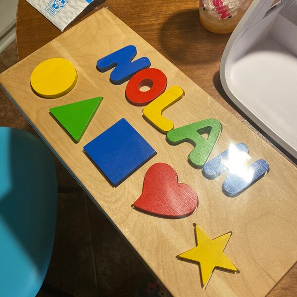 Custom Wood One Name Puzzle With 5 Shapes circle, Triangle, Square ...