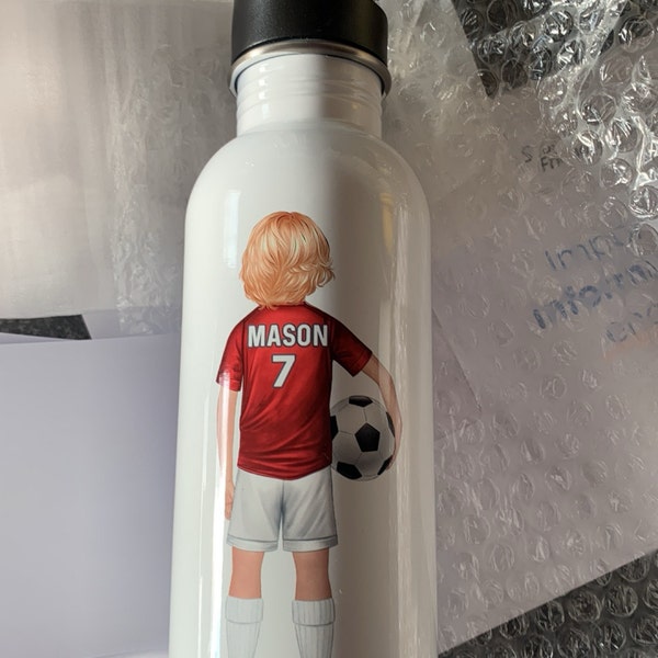 Personalised Football Bottle, Soccer Bottle, Aluminium Straw Drink ...