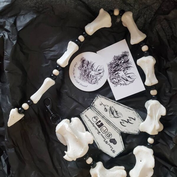 Articulated Bone Tails Black and Gary Bone Jewelry Macabre, Gothic ...