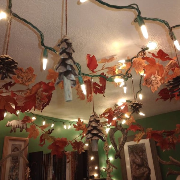 Whimsical Handmade Forest Garland, Natural Trees & Pinecones Custom ...