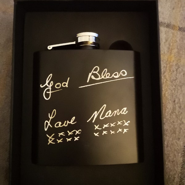Personalised Handwriting Black Hip Flask - Etsy UK
