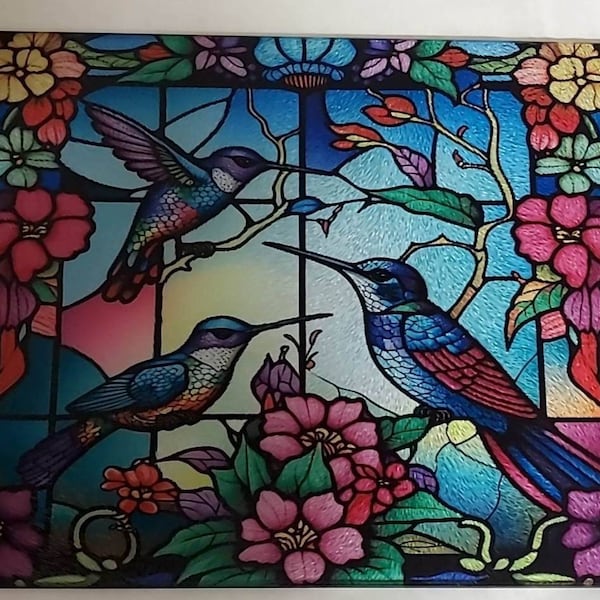 Hummingbird Stained Glass Sublimation Designs, Stained Glass Pattern ...