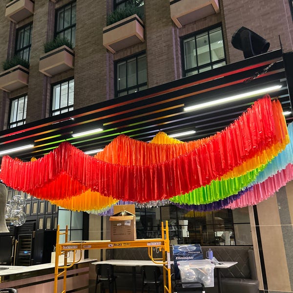 Birthday Ceiling Aerial Fringe Decor – Streamer Ceiling Installation ...