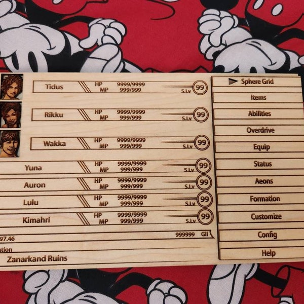 Custom Wooden Final Fantasy X Menu Screen With Characters You Can Pick ...