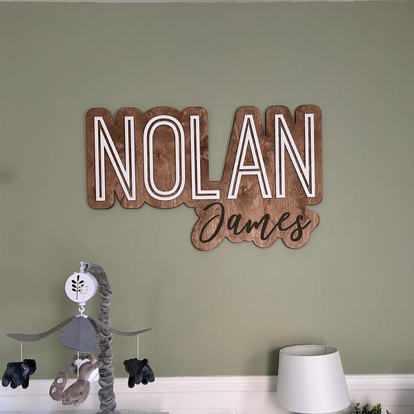 Personalized 3D Nursery Baby Name Sign Custom Wood Name Plaque ...