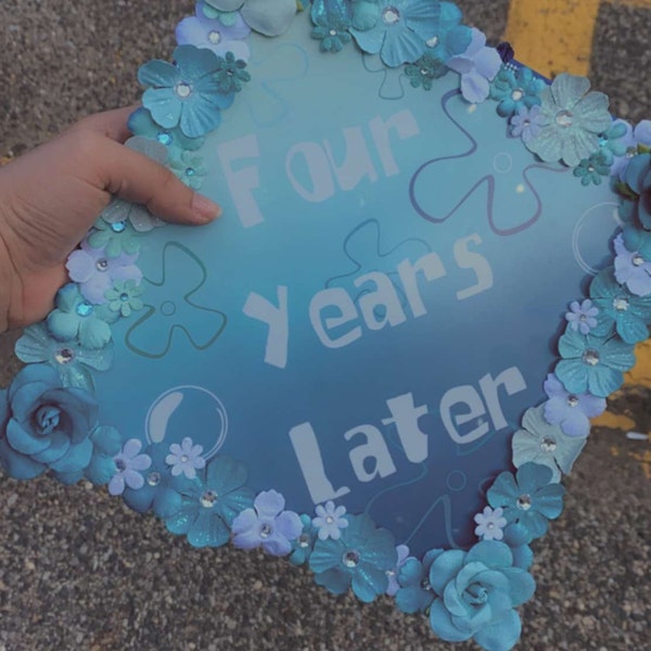 Custom Graduation Cap Topper, Four Years Later, Gemstone Border - Etsy