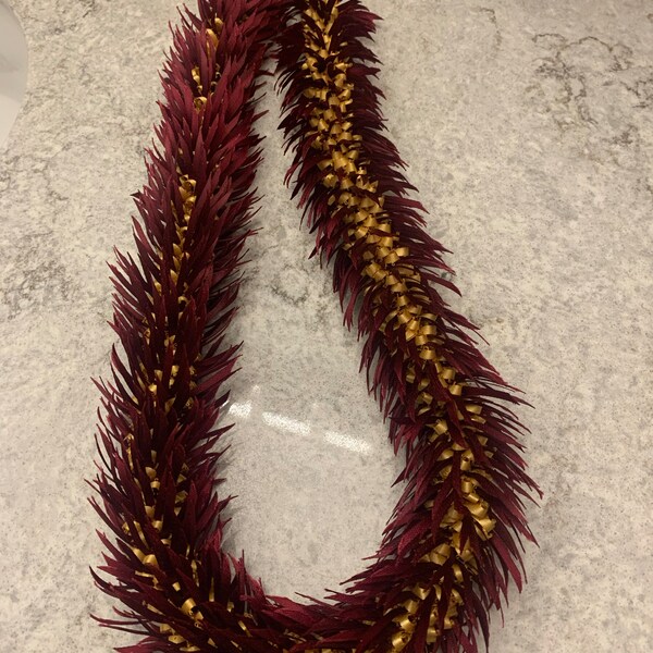Hawaiian Maroon Burgundy Red and Gold Ginger Ribbon Lei - Etsy