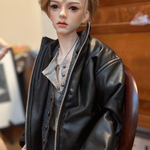 BJD HID ID75 SD17 Preorder Faux Leather Jacket/ PU Slim Pants/ Tank Top ...