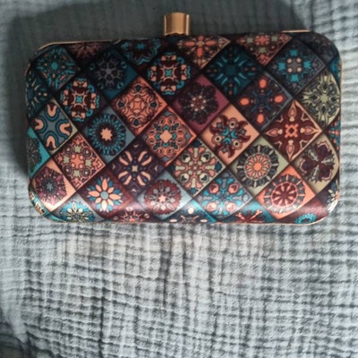 Gold Prom Clutch Purse, Bag With Solitaire Diamond Embroidery, Mirror ...