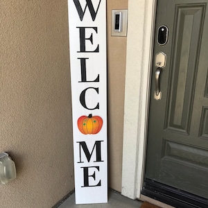 Wood WELCOME Sign Interchangeable O Attachment Pieces Large Vertical ...