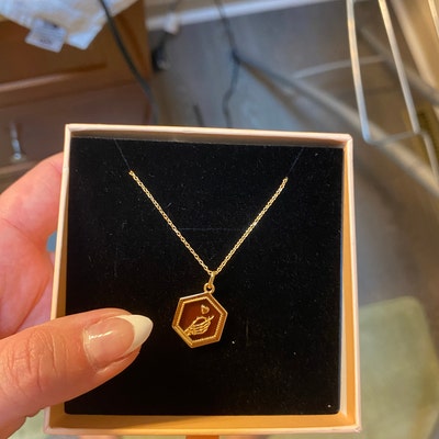 Dainty Hexagon Carnelian Stone With Skeleton Hand in 925 Sterling ...