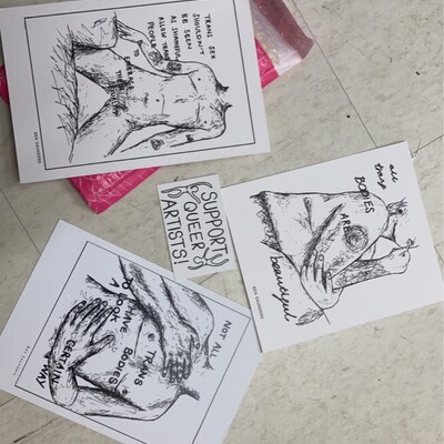 Transgender Art Print Not All Trans Bodies Line Art Illustration ...