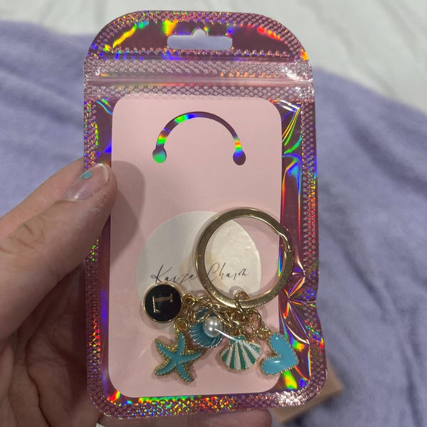 Girly Dangle Keychain Custom Initial With Flower-star-cherry-envelope ...