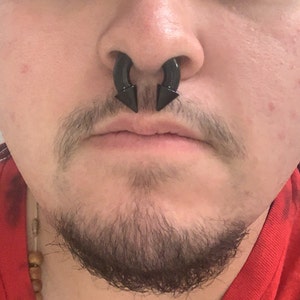 Black Steel Septum Pincher Ring Stretching Gauging Taper Horseshoe ...