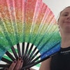XL and Medium Size Festival Fan, Iridescent Mermaid Wishes, Big Folding ...