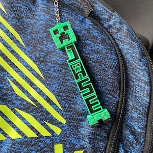 Minecraft Creeper Personalized Custom Name Tag Keychain - Etsy